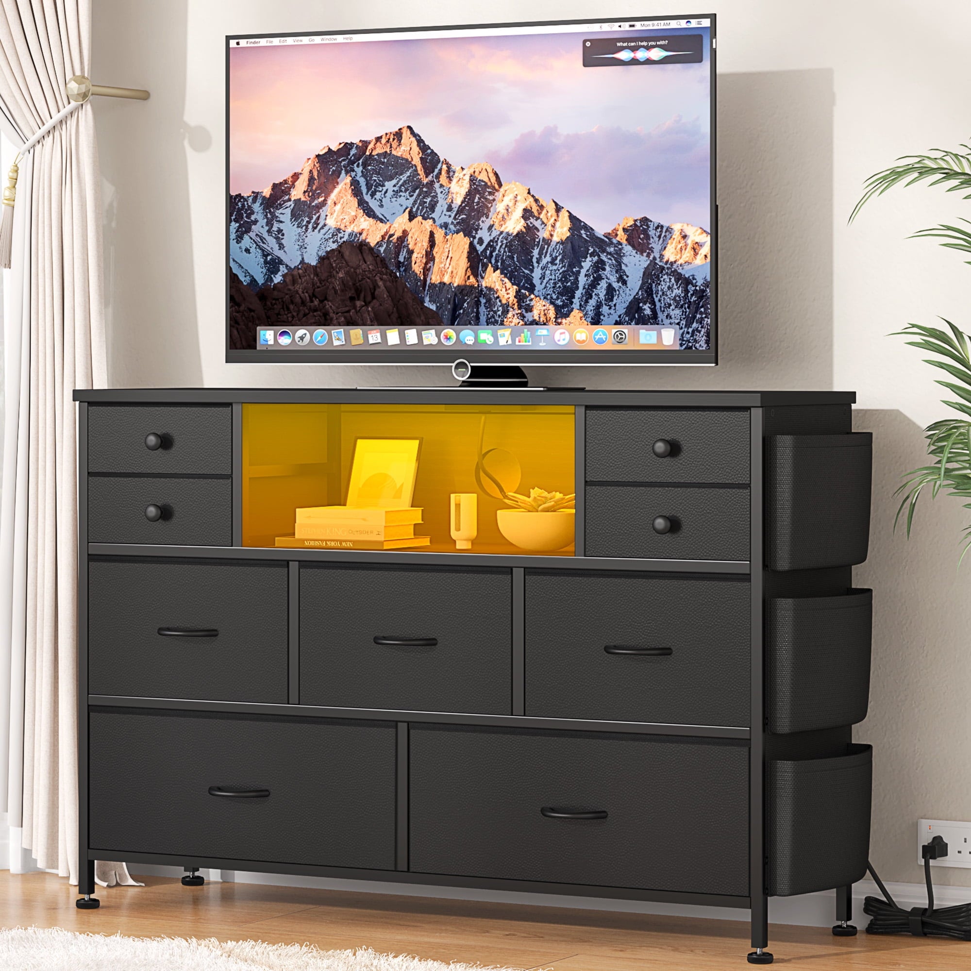 GIKPAL 9 Drawer Dresser, Dressers for Bedroom TV Stand with Power Outl ...