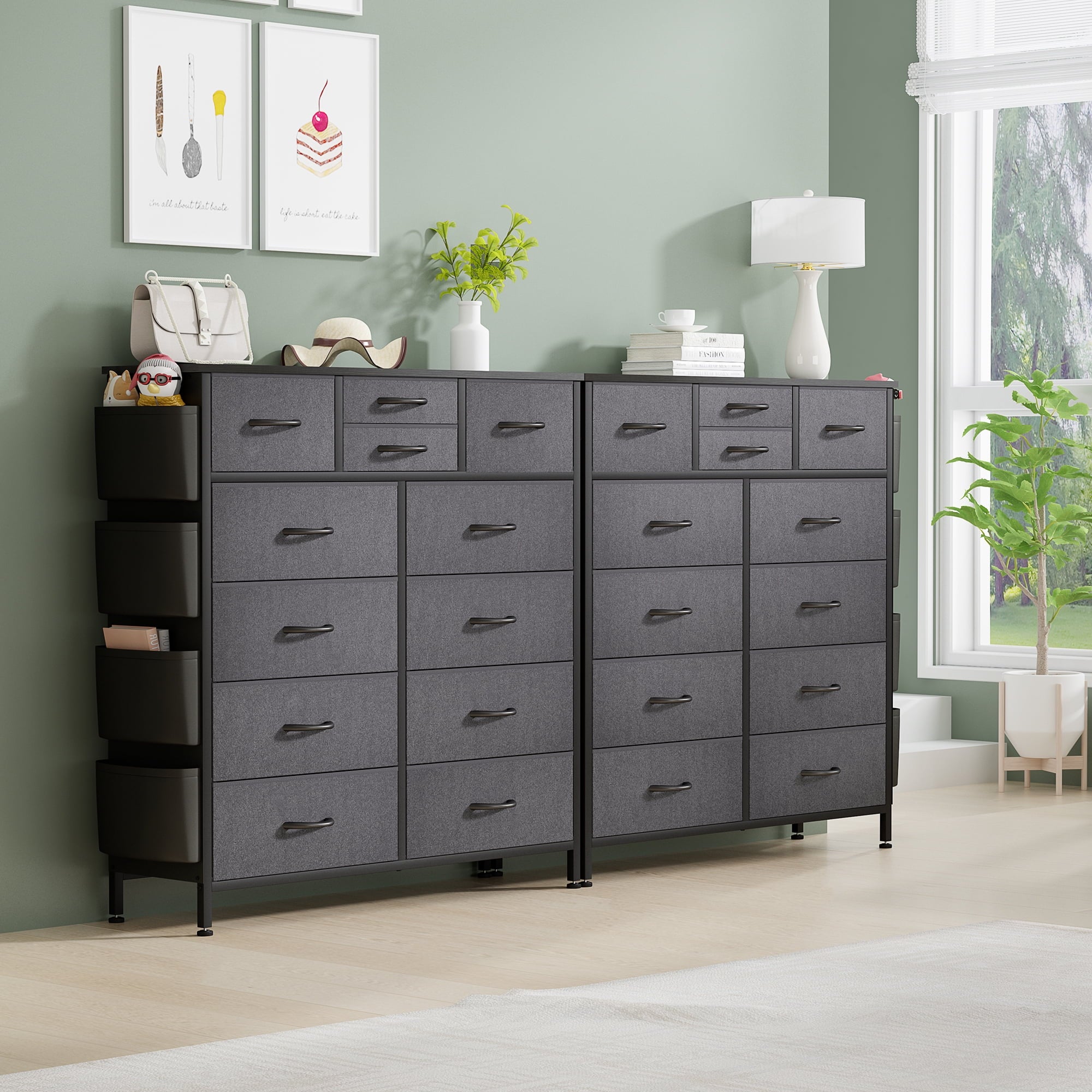 GIKPAL Dressers for Bedroom, 2 Pack Dresser with 12 Drawers Fabric Fur ...